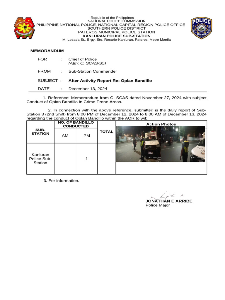 12 13 2024 Oplan Bandillo | PDF