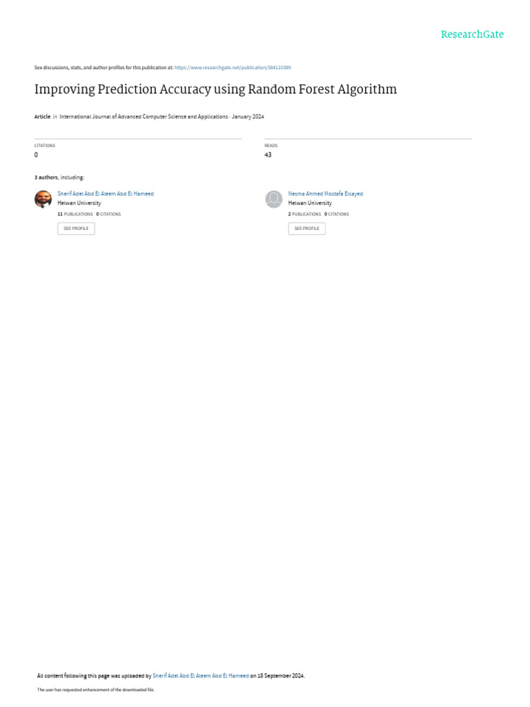 Improving Prediction Accuracy Using Random Forest Algorithm Pdf Prediction Accuracy And