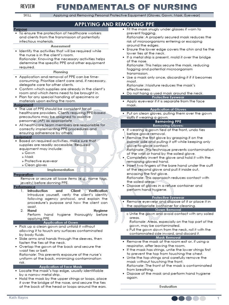 PPE Application and Removal Guide | PDF | Personal Protective Equipment ...