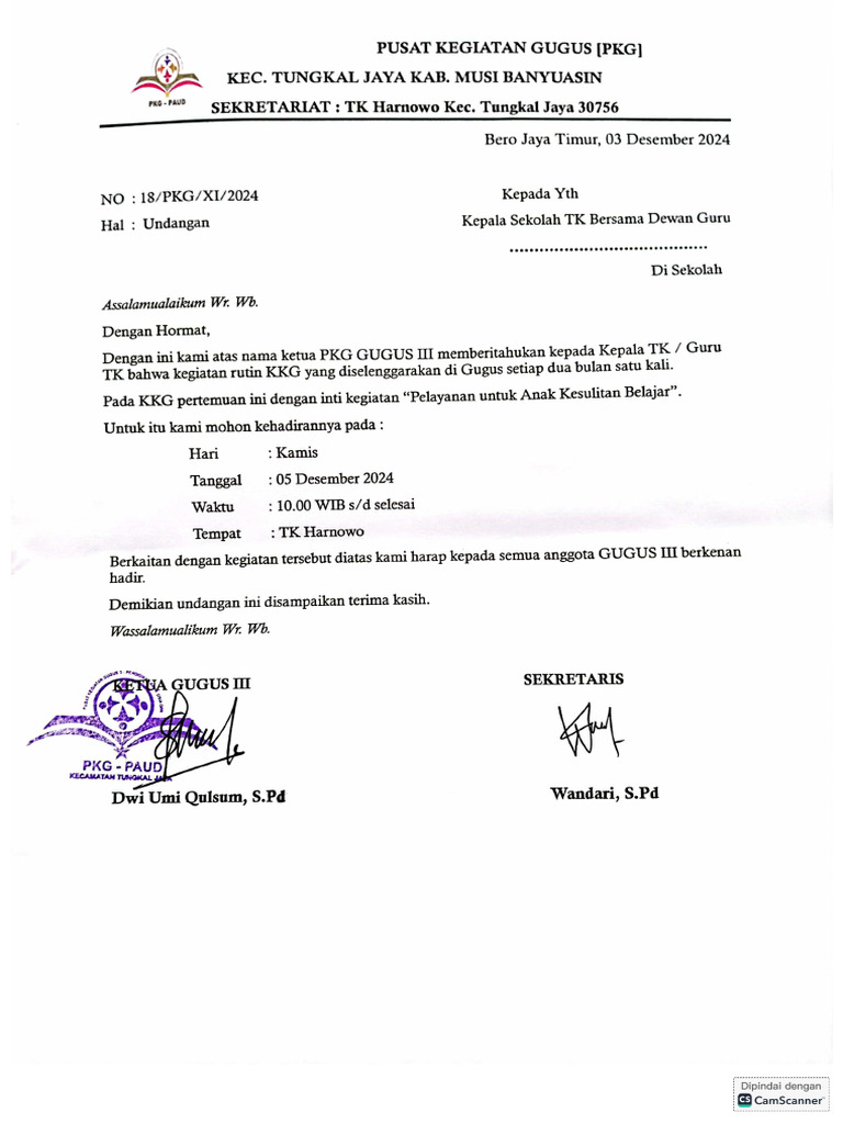 Undangan PKG 3 | PDF