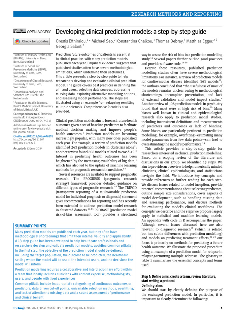 Developing clinical prediction model Source BMJ SO 2024 (1) | PDF | Dependent And Independent ...