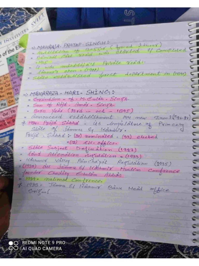 Hand Written Notes of GK of Kashmir | PDF