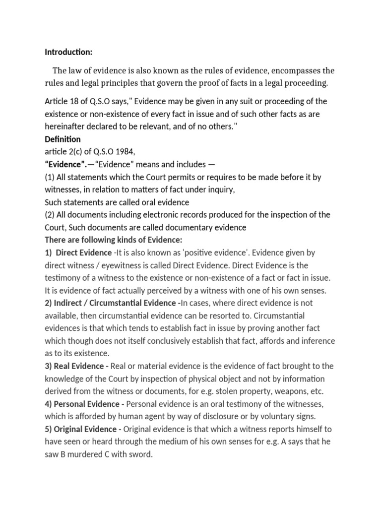 Definition and Kinds of Evidence | PDF | Witness | Evidence (Law)