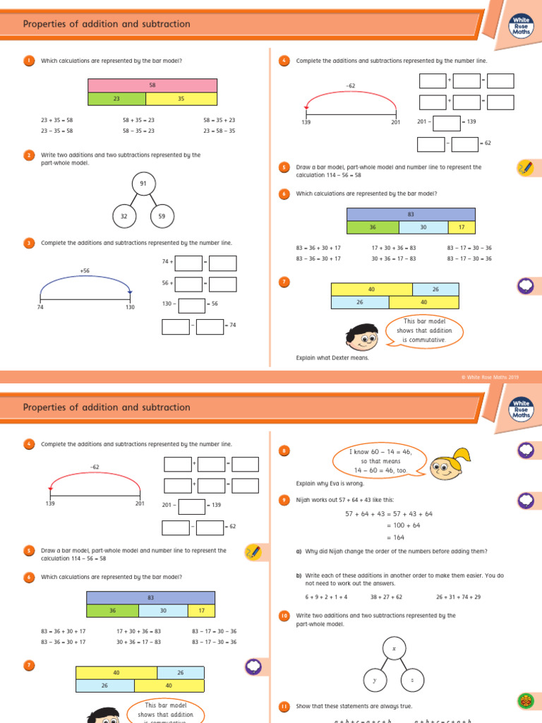 Y7 Spring Block 1 D1 Properties of Addition and Subtraction 2019 | PDF ...