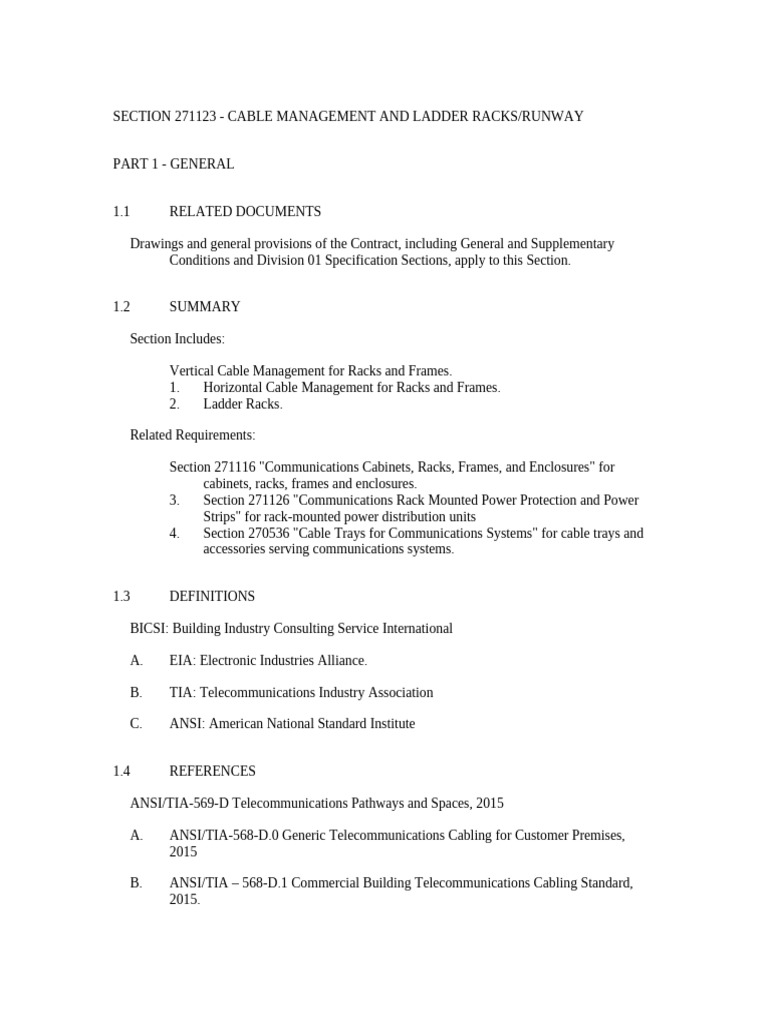 Cable Management Specs Guide | PDF | Door