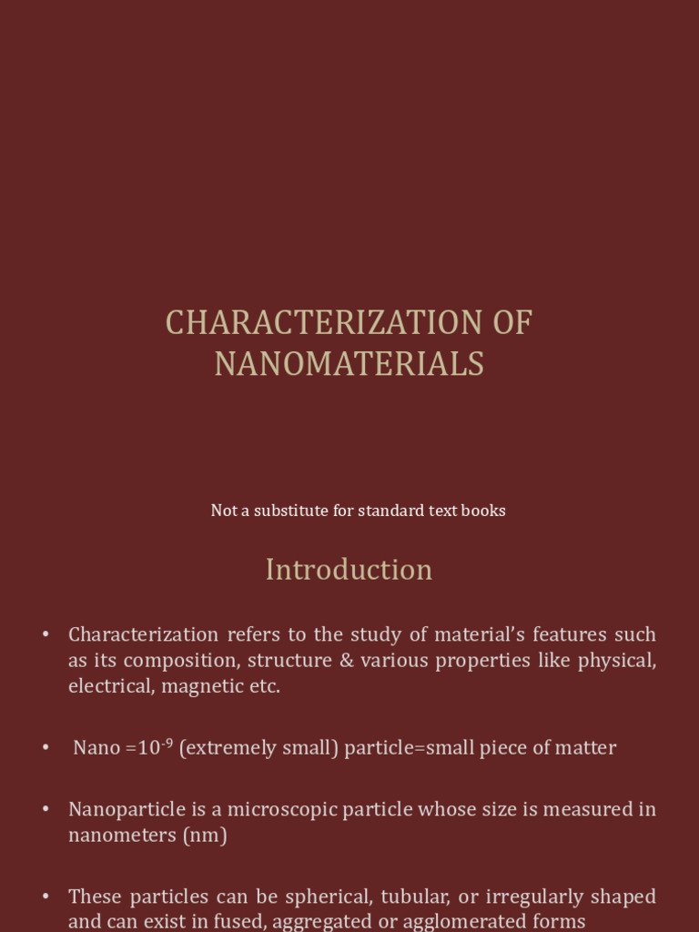 Nanomaterials Characterization Techniques | PDF