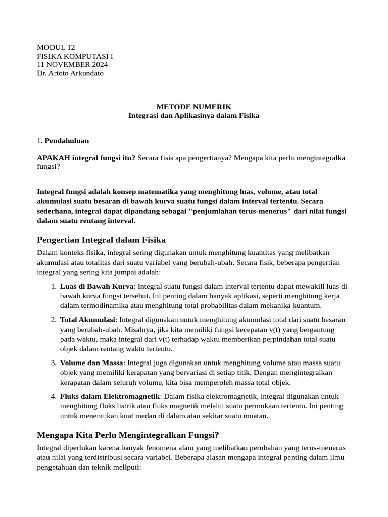 Modul 12 Integral Numerik | PDF