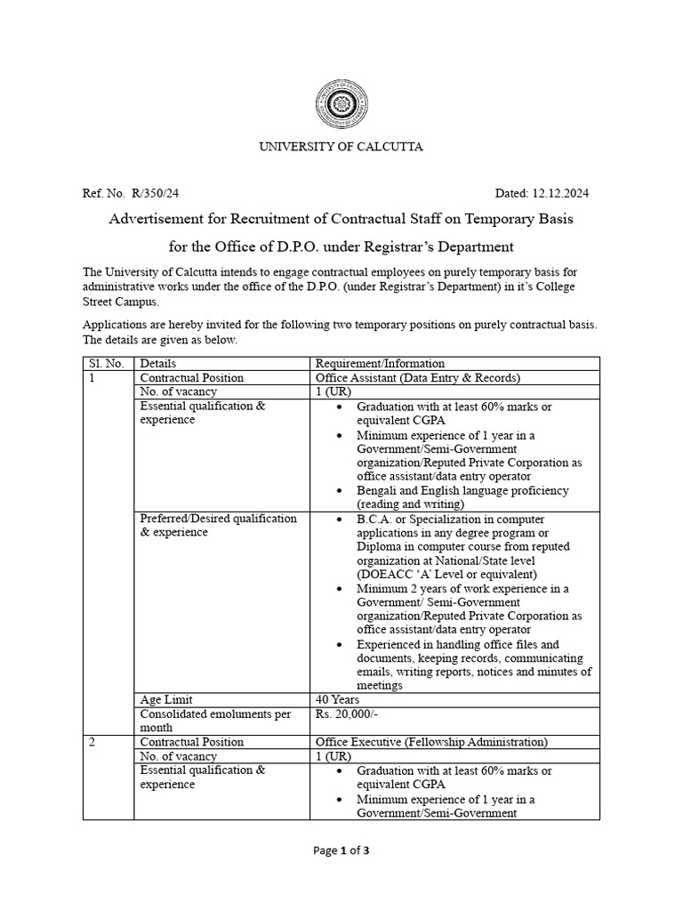 Office Assistant Axecuitive DPO | PDF