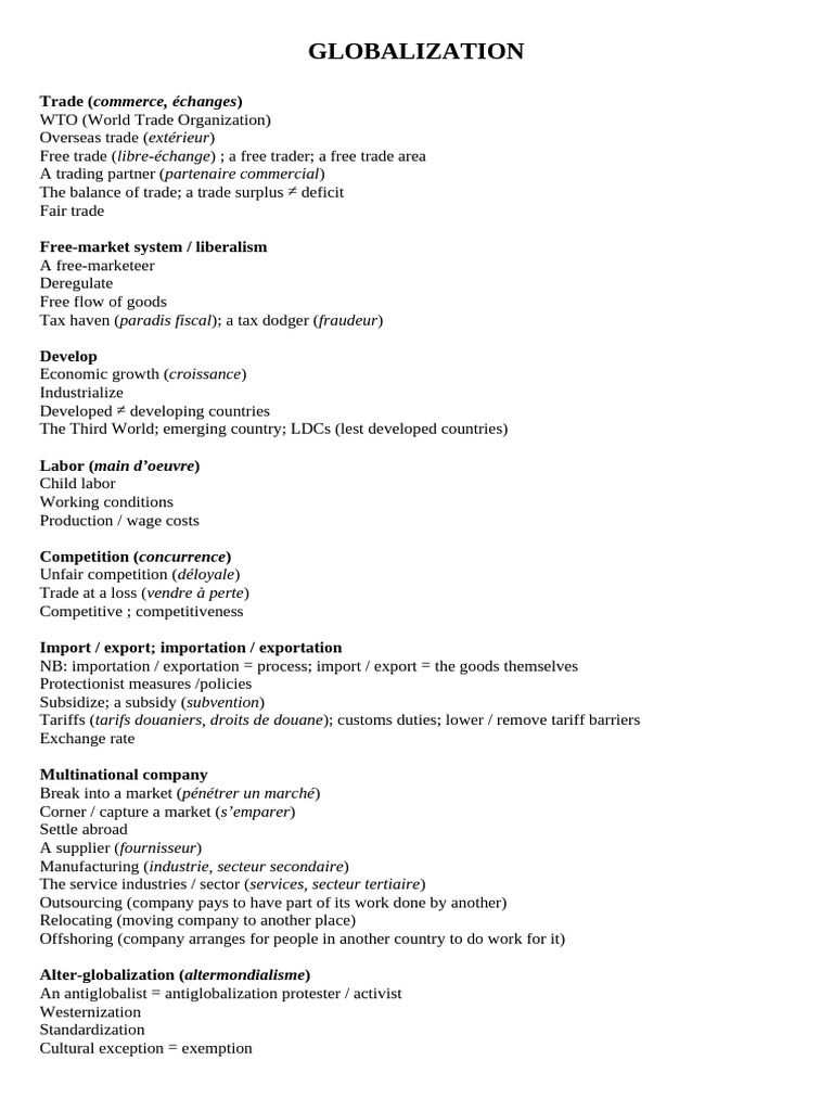 Globalization Keywords | PDF