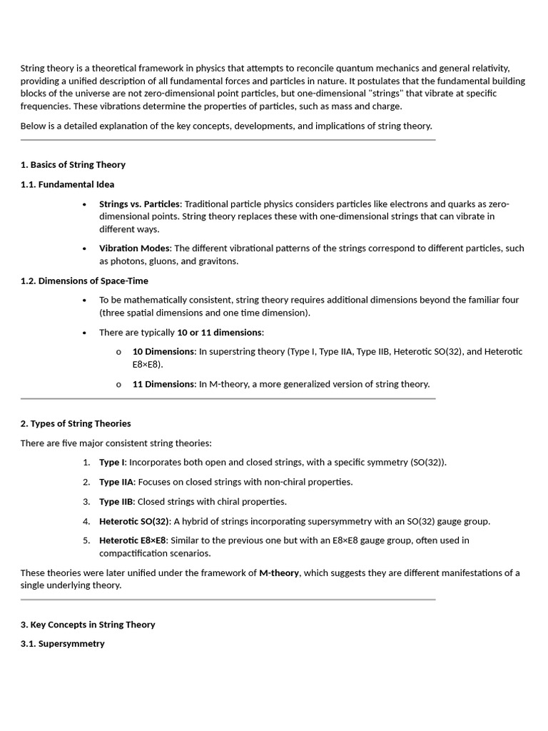 String theory is a theoretical framework in physics that attempts to reconcile quantum mechanics ...
