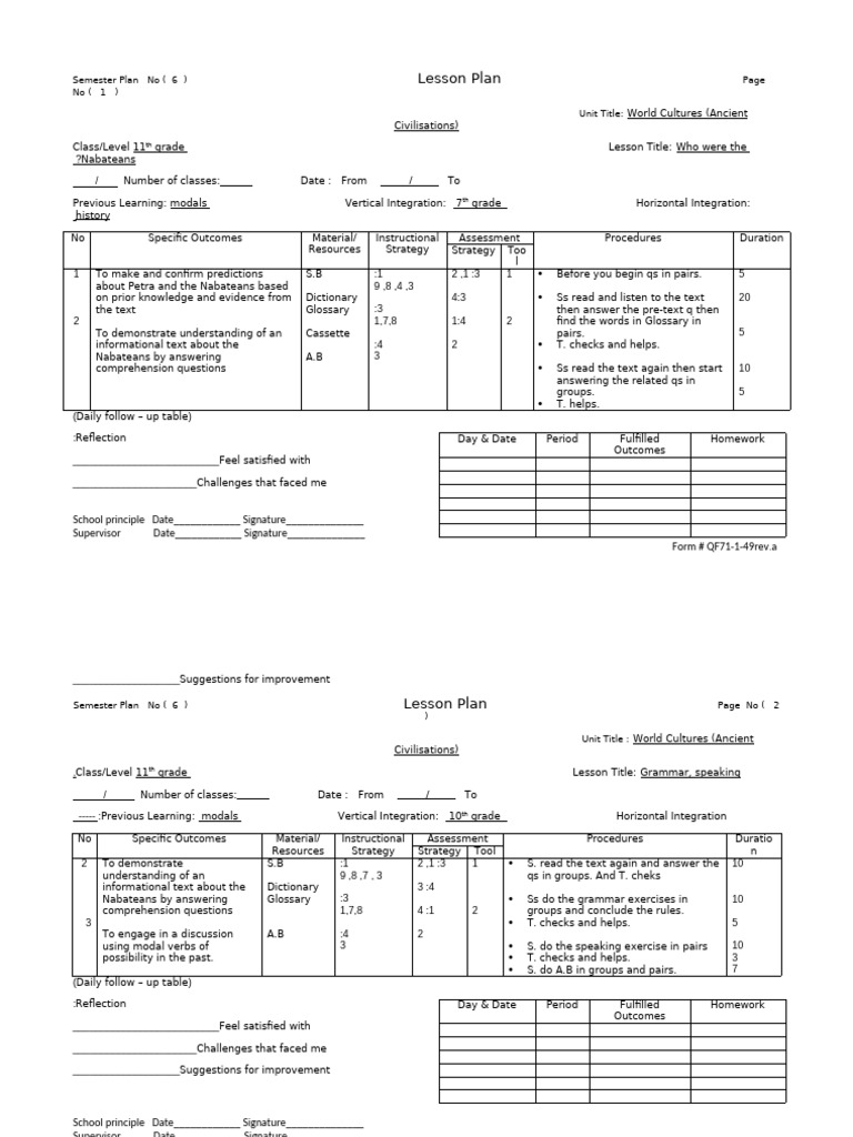 lesson Plan 1 (2) | PDF | Reading Comprehension | Cognitive Science