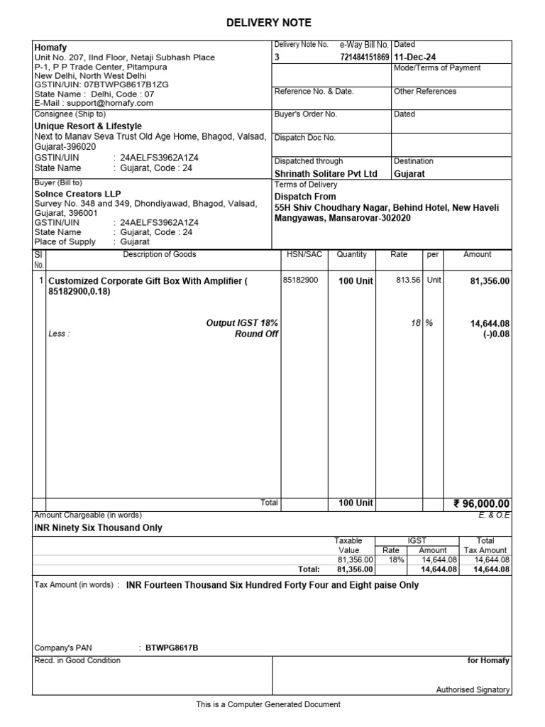 Delivery Challan 3 | PDF | Government Finances | Payments