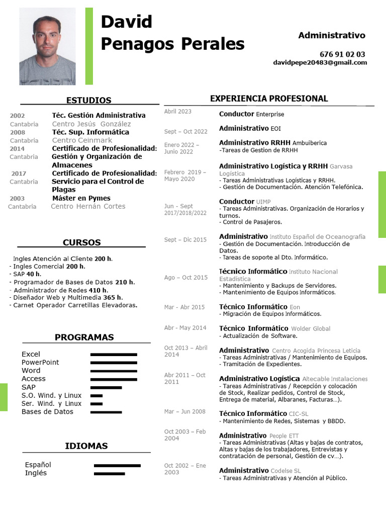 CV David | PDF | Ciencias de la Computación | Software