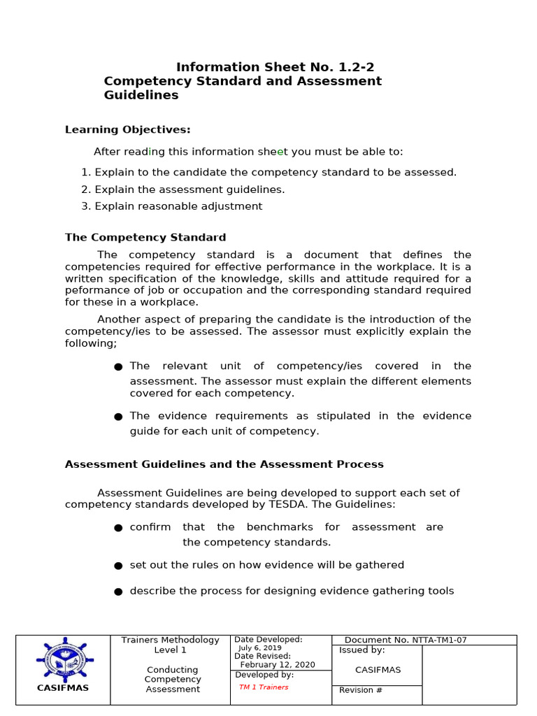 Competency Assessment Guide | PDF | Methodology