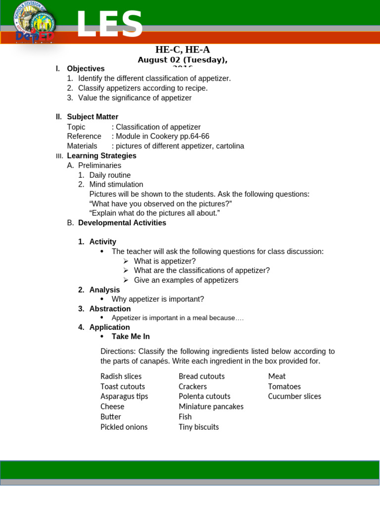 080216Identify the different classification of appetizer. | PDF | Hors ...