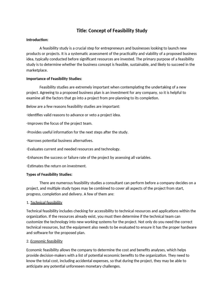 Understanding Feasibility Studies | PDF | Feasibility Study | Economies