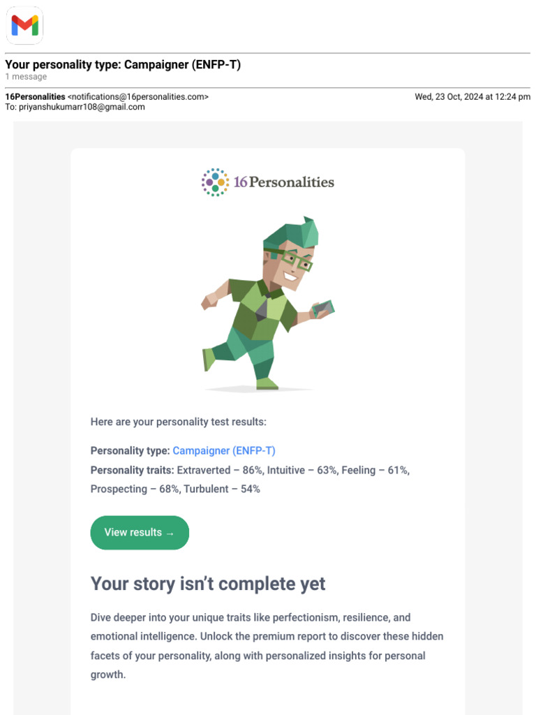 Gmail - Your Personality Type - Campaigner (ENFP-T) | PDF | Personality ...
