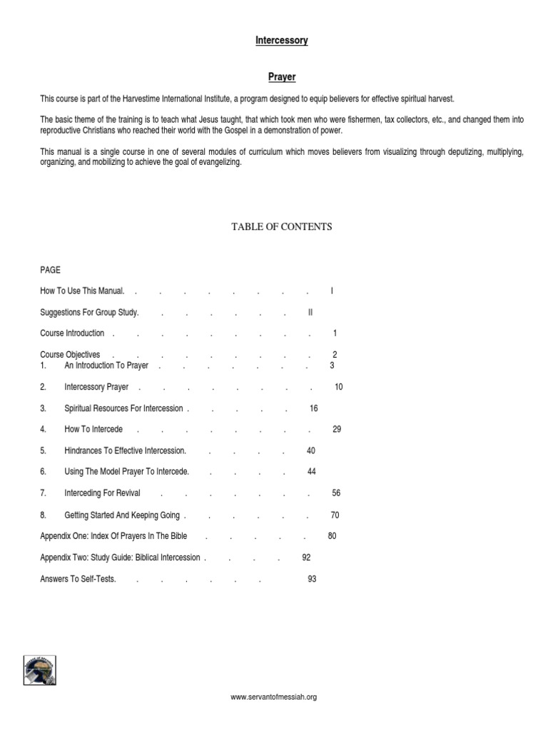 Intercessory Prayer Study Guide | PDF | Intercession | Prayer