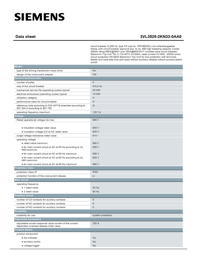 3VL35202KN330AA0 Datasheet en | PDF | Alternating Current | Electricity