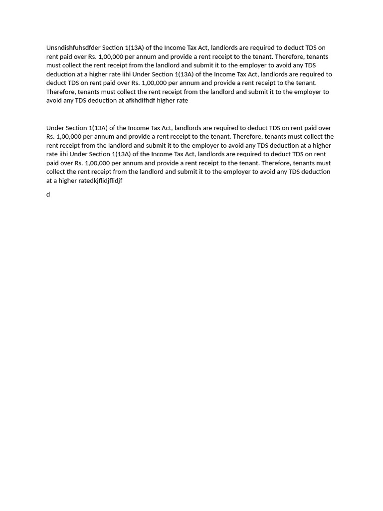 TDS Guidelines for Tenants | PDF