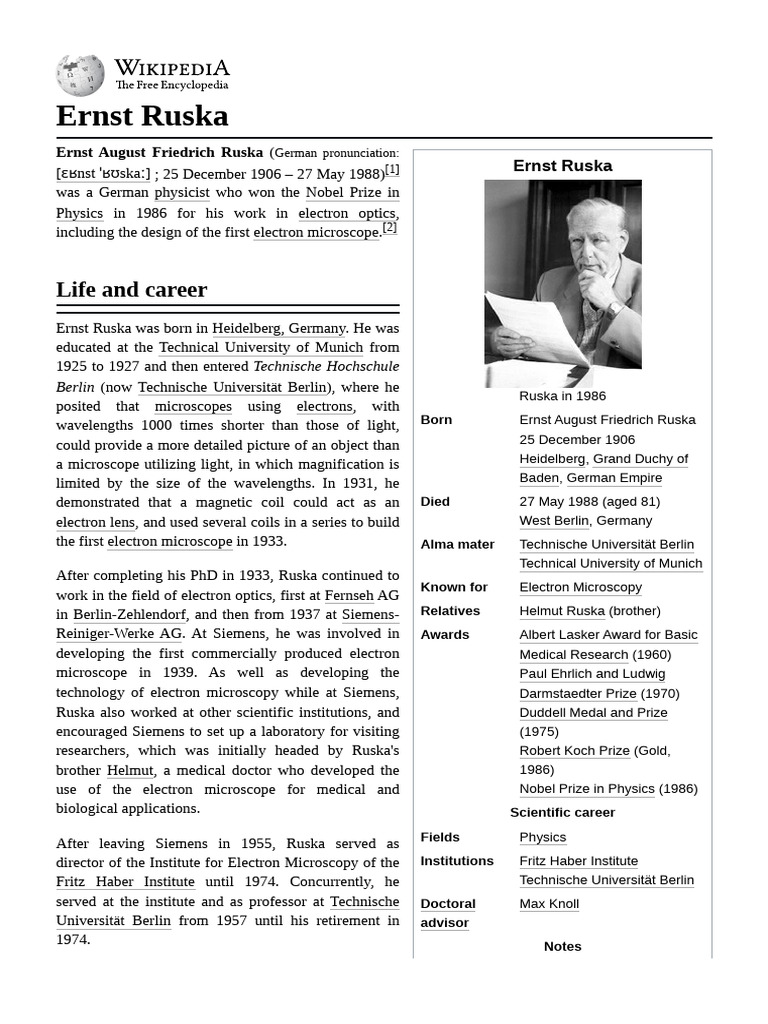 Ernst_Ruska | PDF | Microscope | Optics
