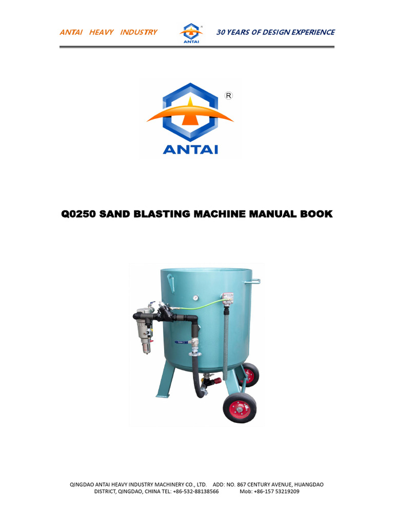 Q0250 Sand Blasting Machine Manual Book | PDF | Valve | Mechanical ...