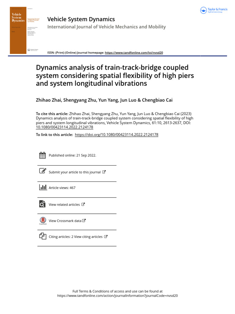 Dynamics of Train-Track-Bridge System | PDF | Force | Bridge