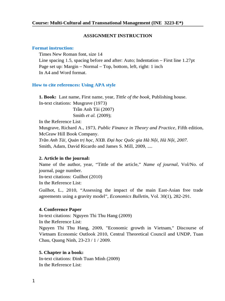 Format and Reference Instructions | PDF