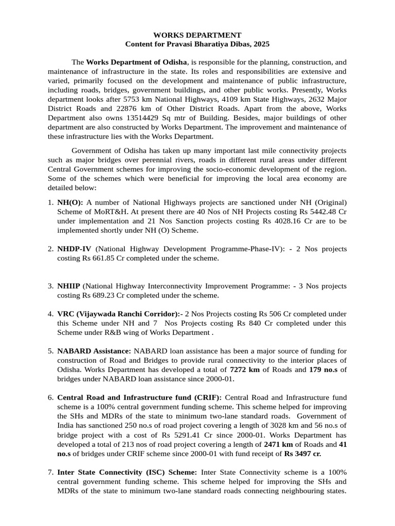 WORKS DEPARTMENT - Major Road Connectivity Proposal | PDF | Road ...