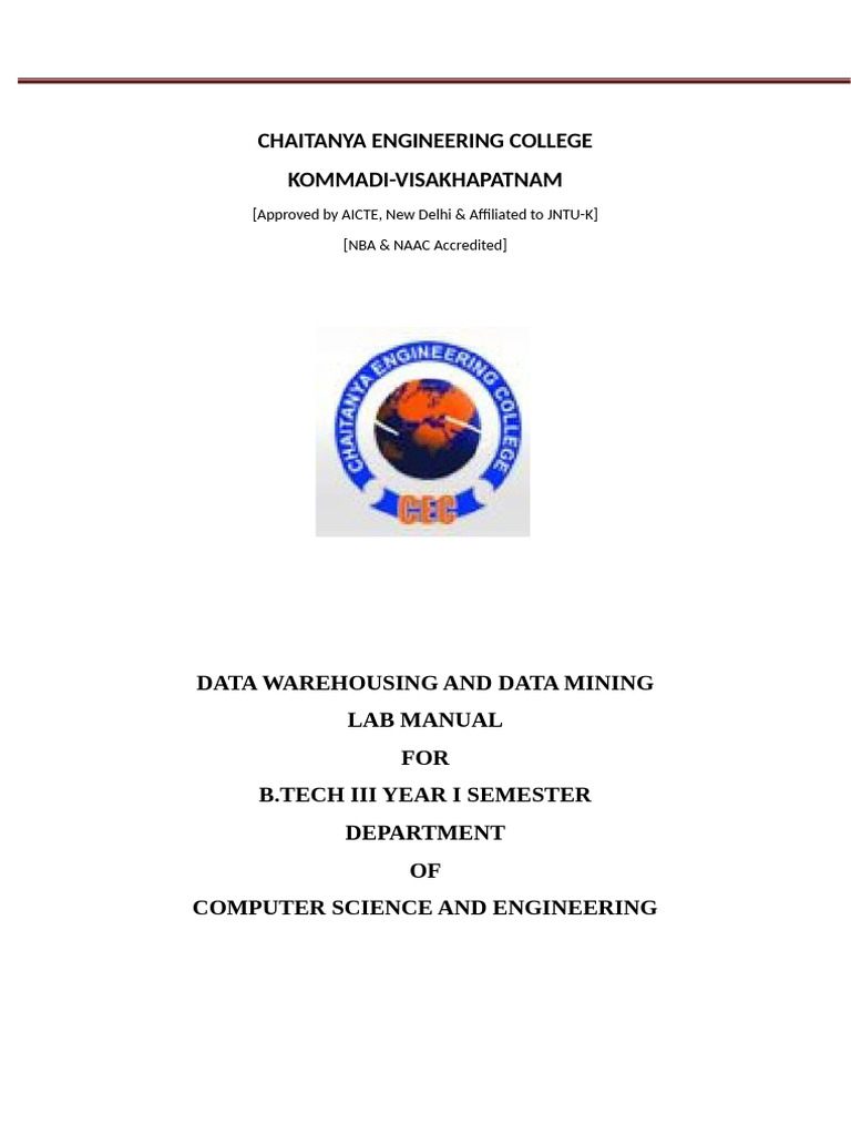 DWDM Lab Manual Finaldil | PDF | Data Warehouse | Filename