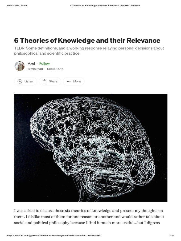 6 Theories of Knowledge and Their Relevance - by Axel - Medium | PDF ...