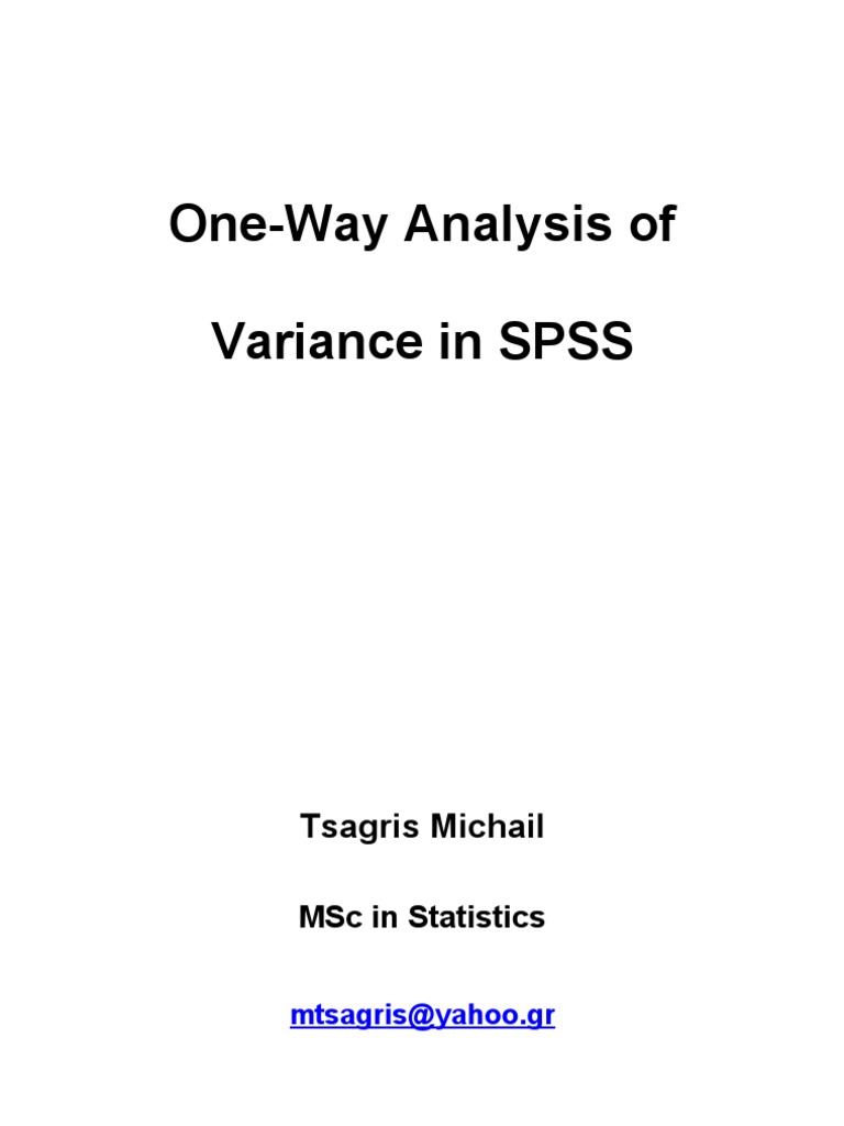 One-Way Analysis of Variance in SPSS | PDF | Analysis Of Variance ...