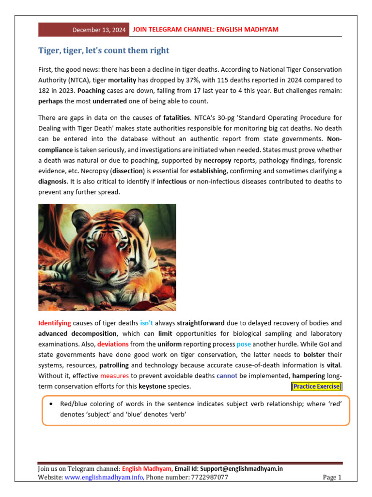 Tiger, Tiger, Let's Count Them Right | PDF | Autopsy | Conservation Biology