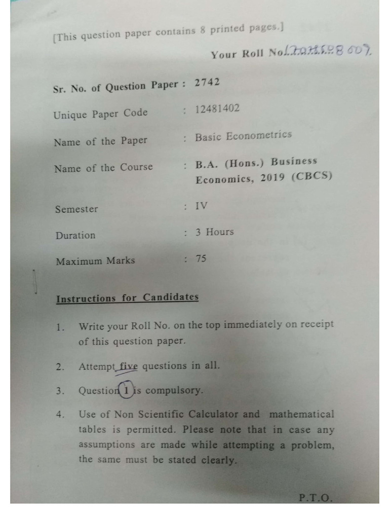 Sem IV Ecotrix - CBCS 2019 | PDF