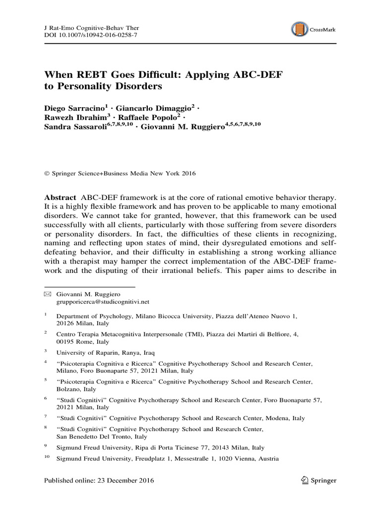 Applying ABC-DEF to personality disorders | PDF | Rational Emotive ...