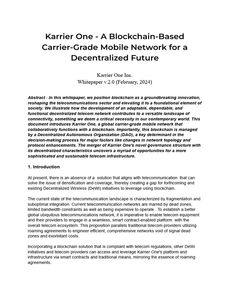 Karrier One Whitepaperv2 | PDF | Computer Network | Cryptocurrency