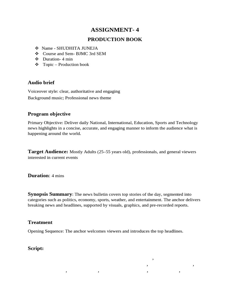 Production Book 4 | PDF