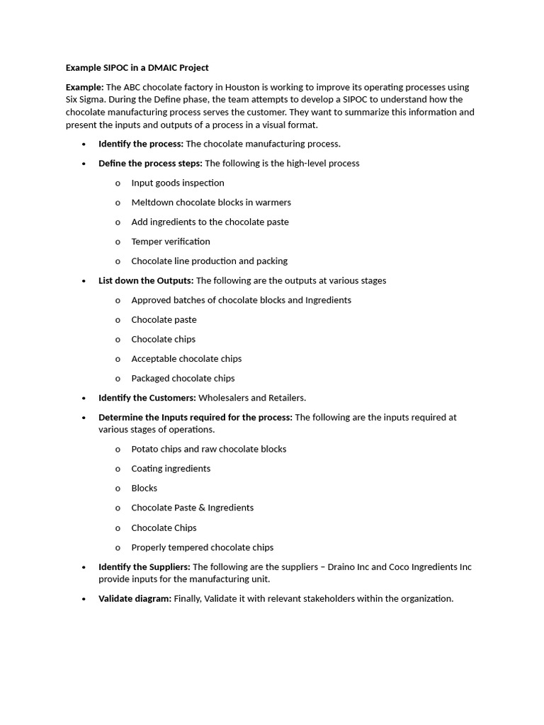 Example Sipoc in A Dmaic Project Case Study | PDF