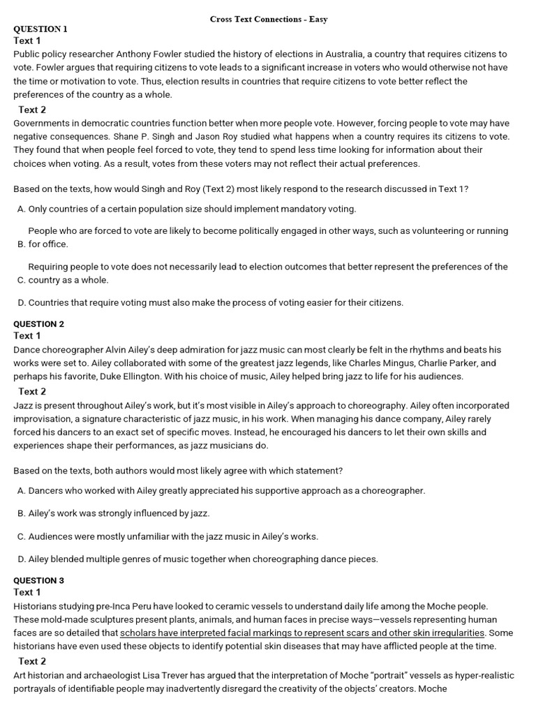 Cross Text Connections - Easy Without Answers | PDF | Moon | Dances