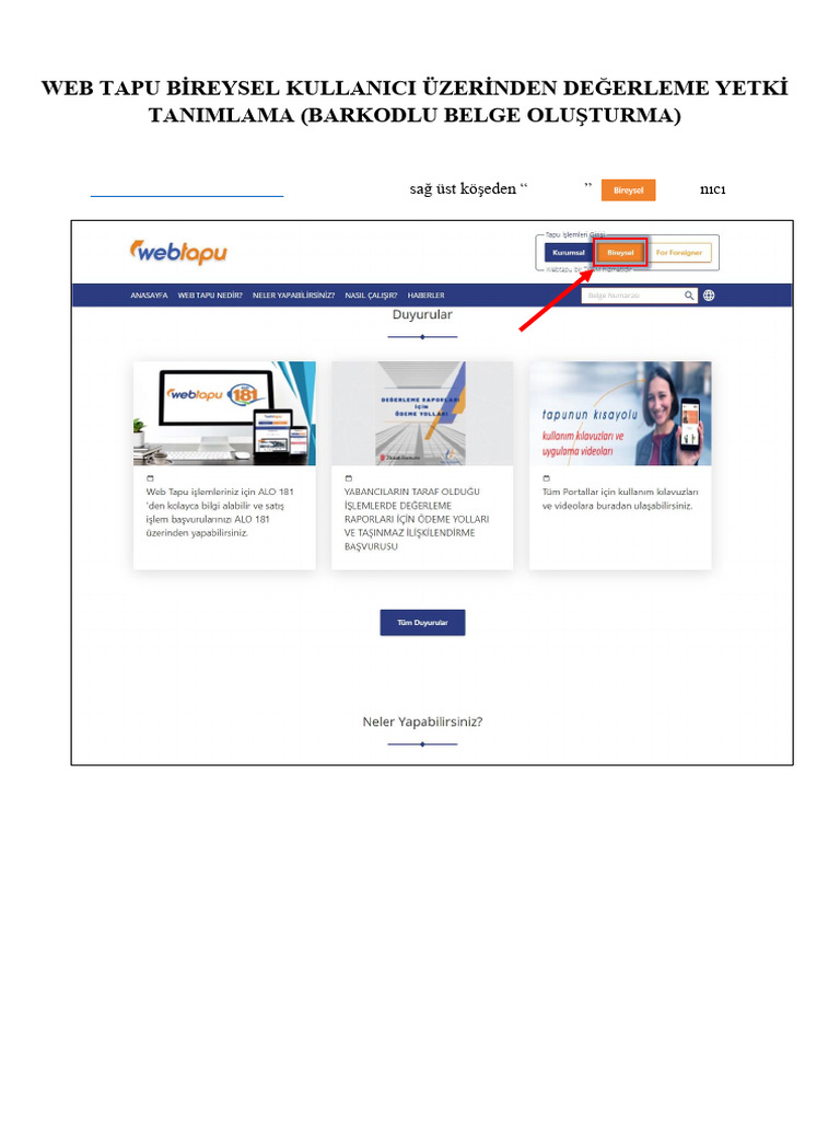 Web Tapu Bireysel Onay Kilavuzu Yeni Surec | PDF