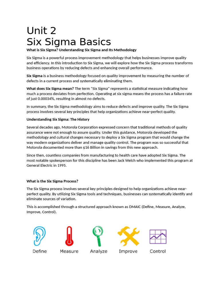 Unit 2 Six Sigma Basics | PDF | Six Sigma | Standard Deviation