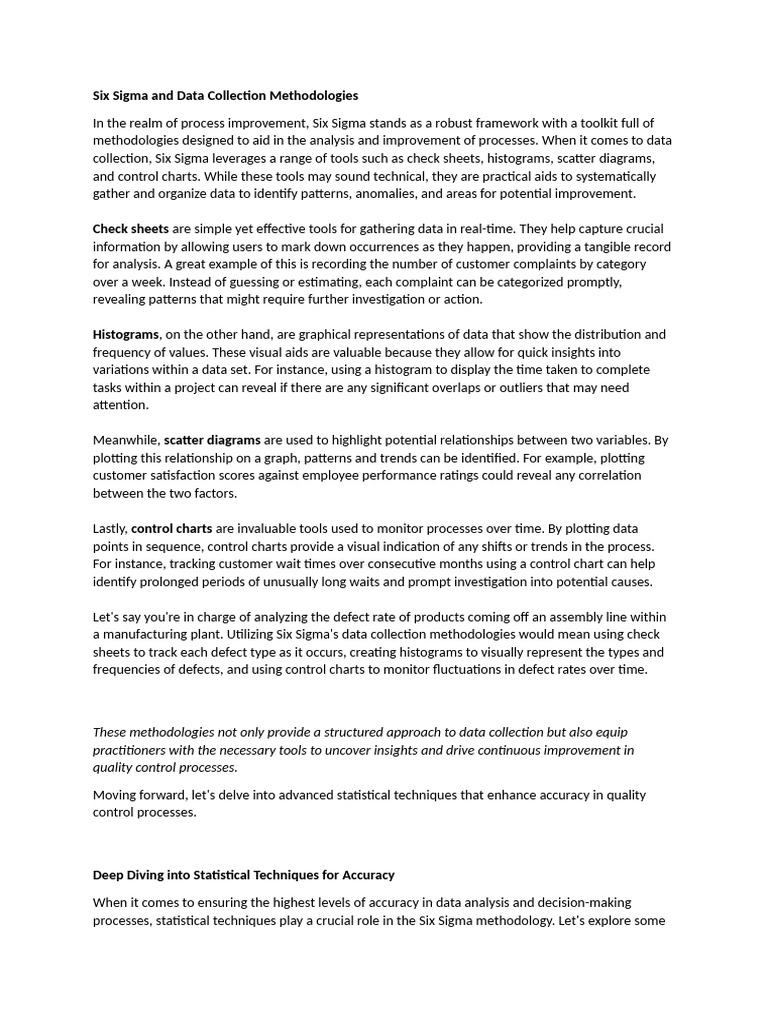 Six Sigma and Data Collection Methodologies | PDF | Sampling ...