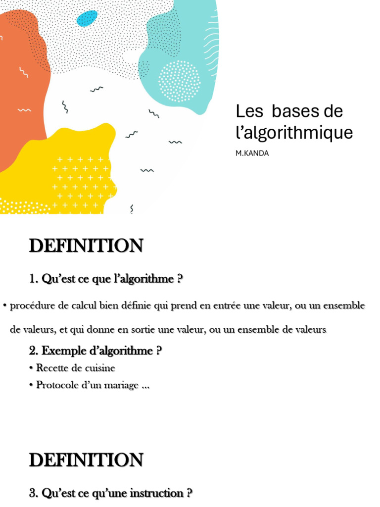 Introduction à l'algorithmique | PDF | Variable (informatique) | Programme informatique