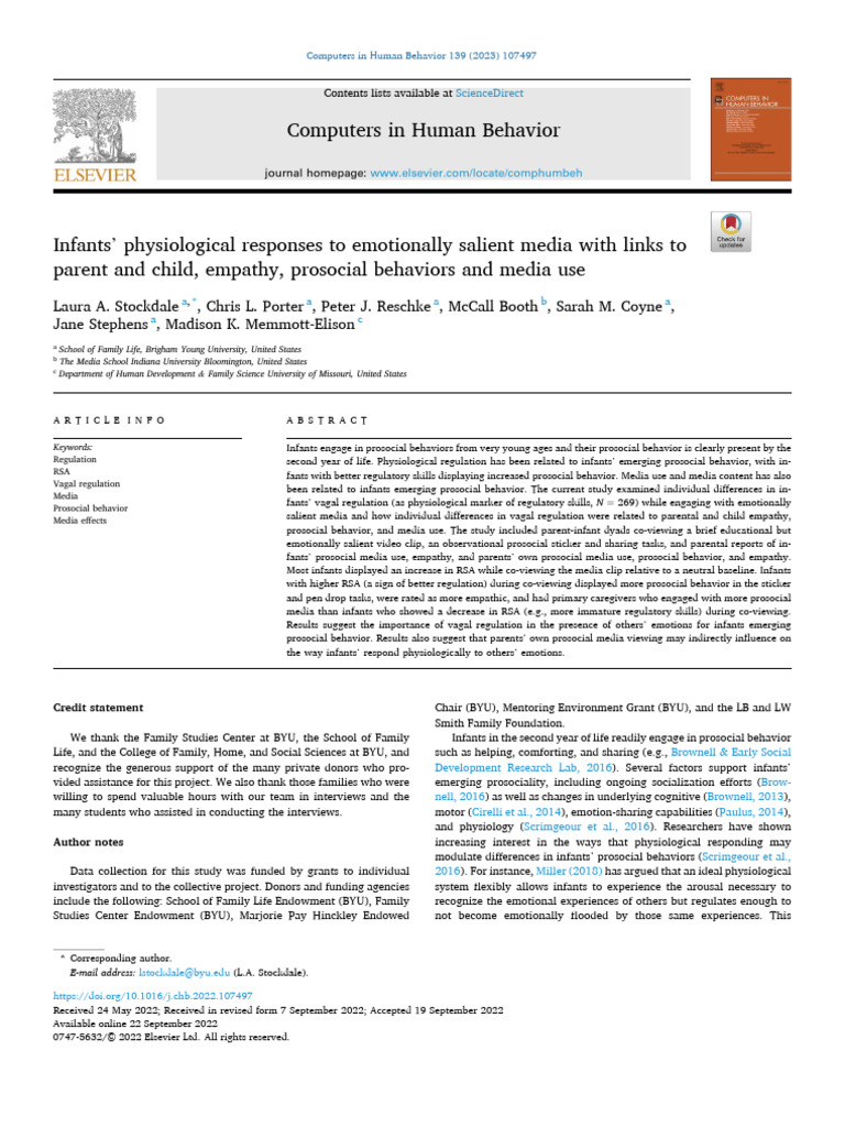 Computers in Human Behavior | PDF | Psychology | Psychological Concepts