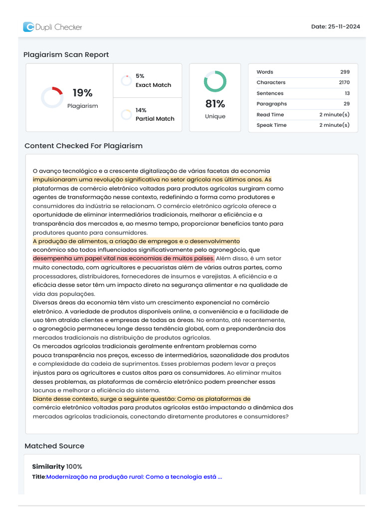Duplichecker Plagiarism Report | PDF | Agricultura | E-commerce