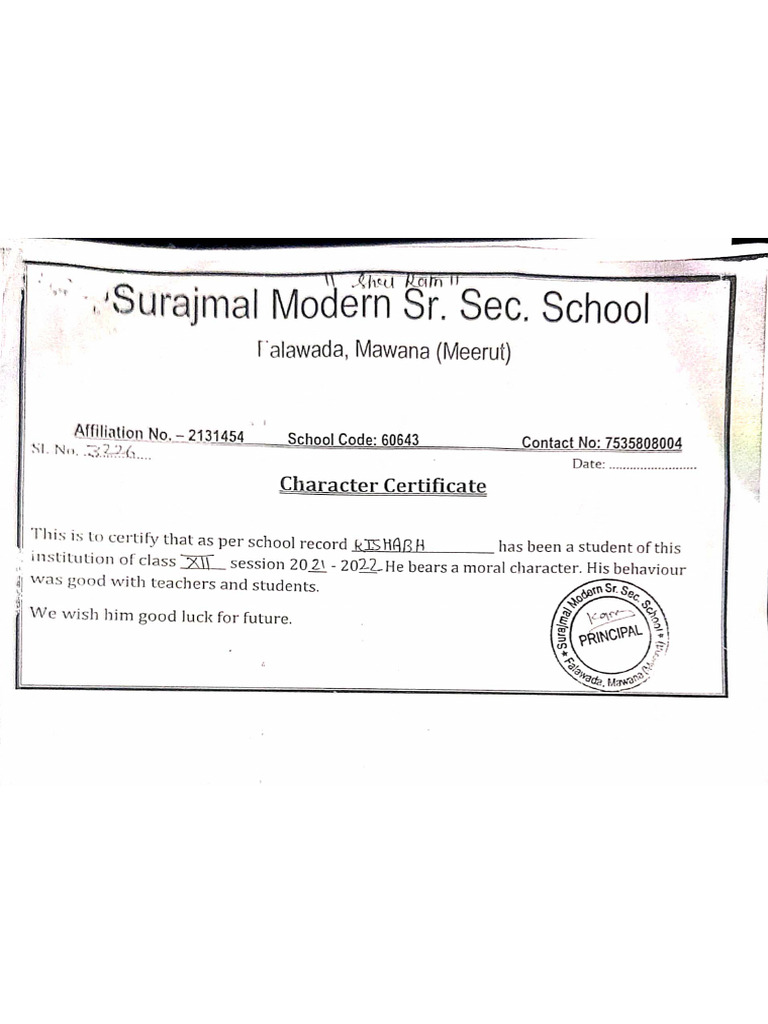 Character certificate | PDF