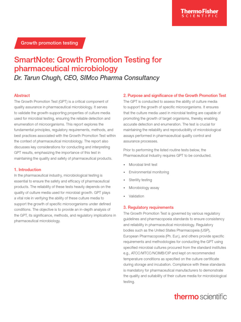 Growth Promotion Testing Pharmaceutical Microbiology SmartNote Tarun ...