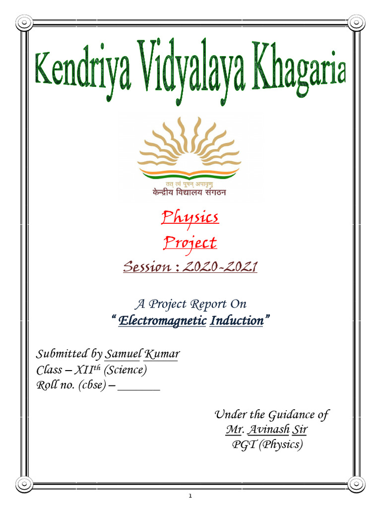 Electromagnetic Induction Project Report | PDF | Electromagnetic ...