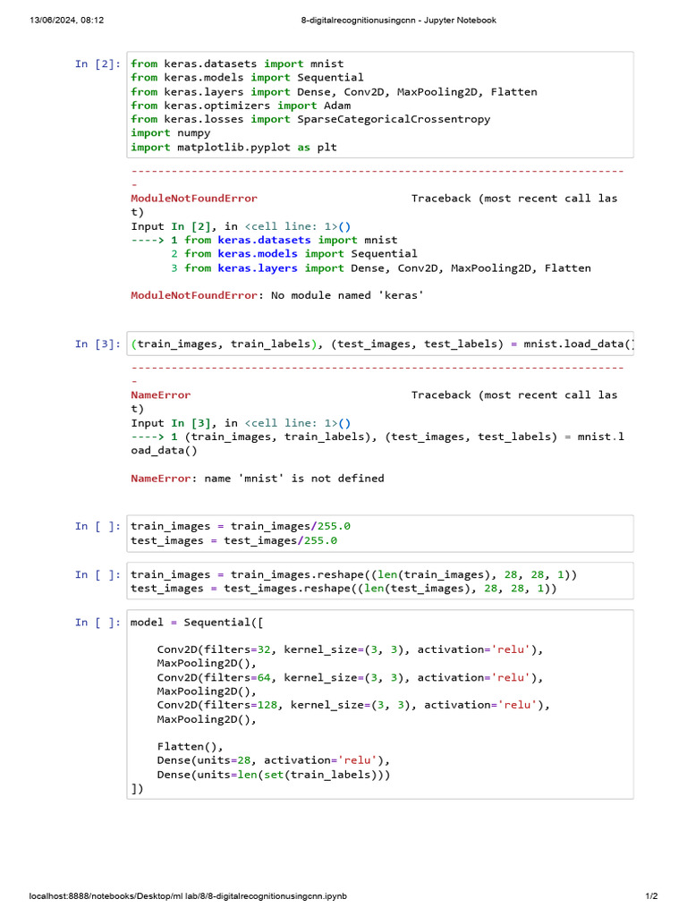 Keras Module Import Errors in CNN Code | PDF | Computational ...