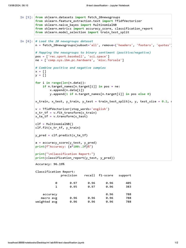 8 Text Classification Jupyter Notebook Pdf Computing 